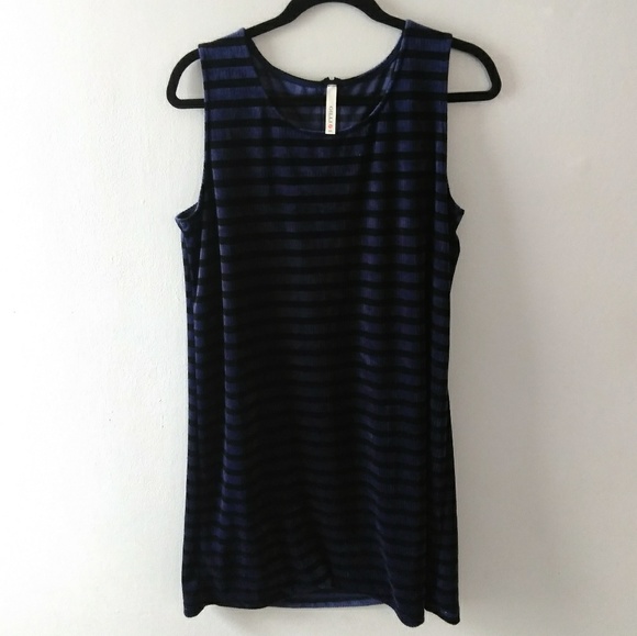 Gilli | Dresses | Gilli Blue Black Striped Velvet Dress | Poshmark